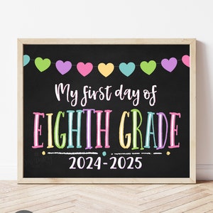 First Day of Eighth Grade, Printable First Day, Eighth Grade School ...