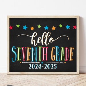 Hello Seventh Grade Sign, First Day of 7th Grade, Printable First Day ...