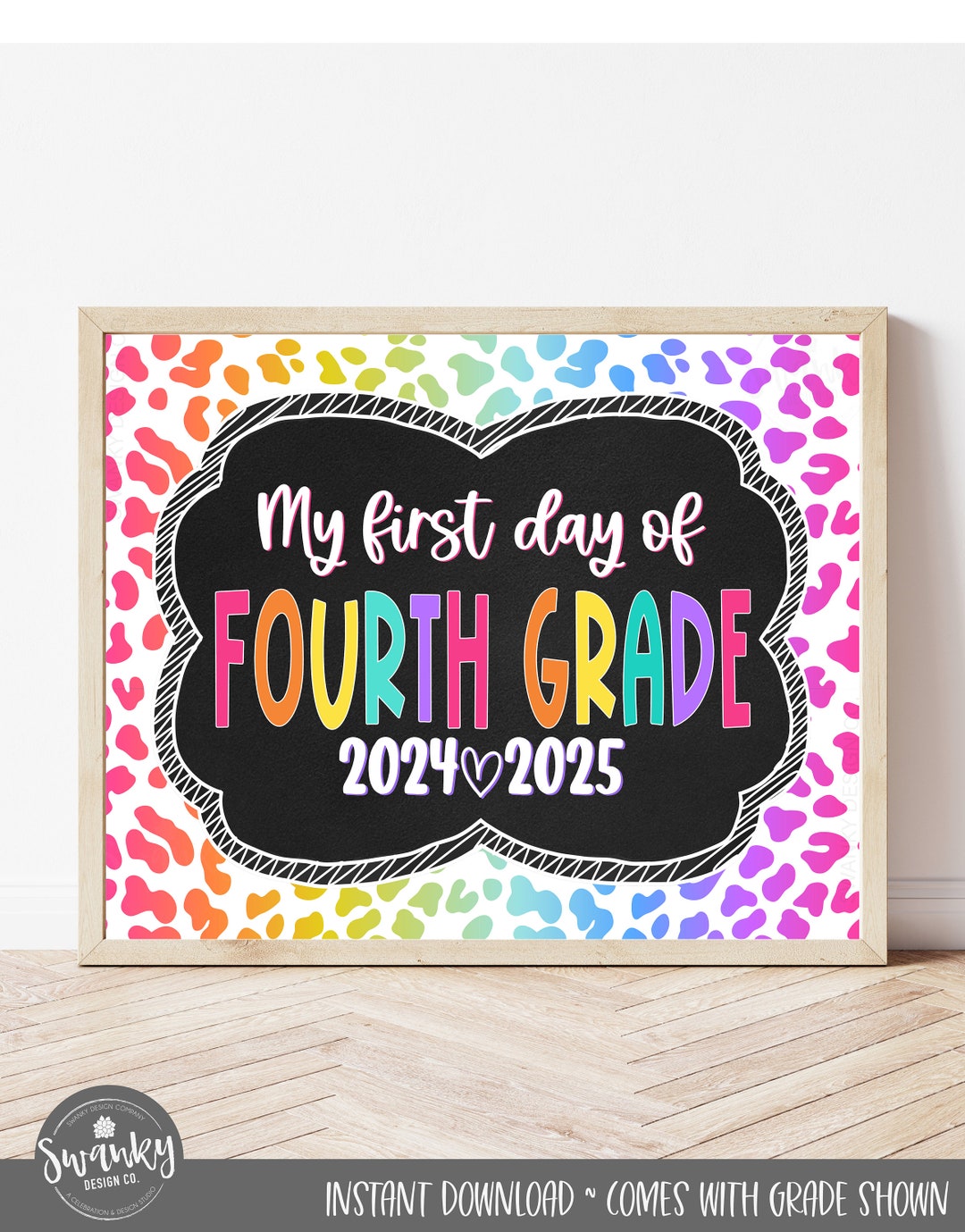 Leopard Print Fourth Grade Sign, Printable School Sign Girl First Day ...