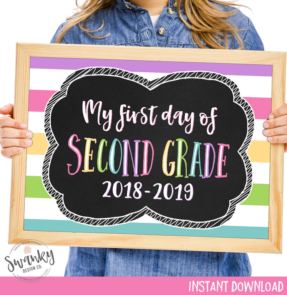 2nd Grade School Sign Printable First Day of School Sign | Etsy