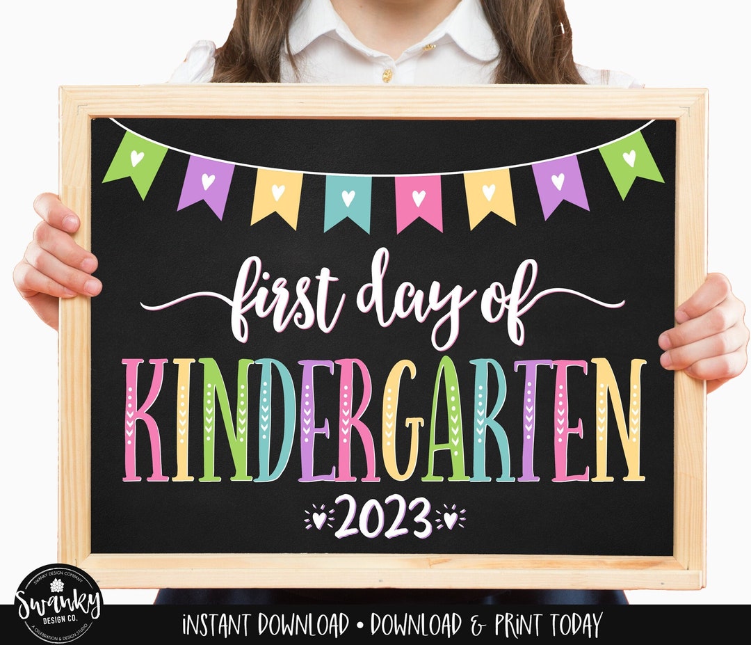Printable First Day of Kindergarten Sign for Girl Heart First - Etsy