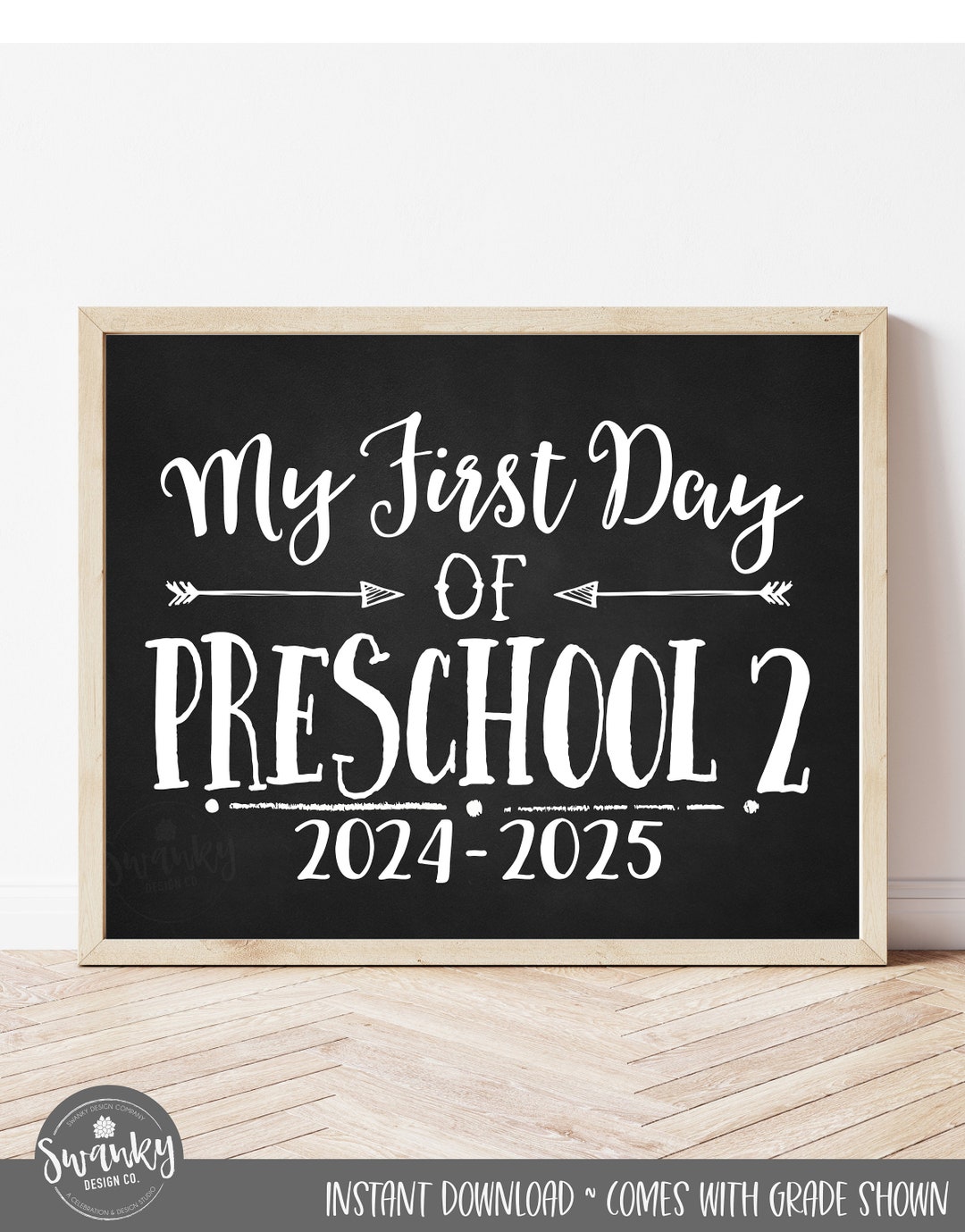 Printable First Day of Preschool 2 Sign, Two Year Old PRESCHOOL Sign ...