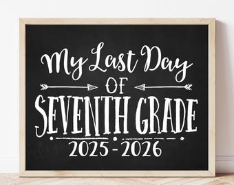 Last Day of 7th Grade Sign, Last Day of Seventh Grade Sign Printable ...