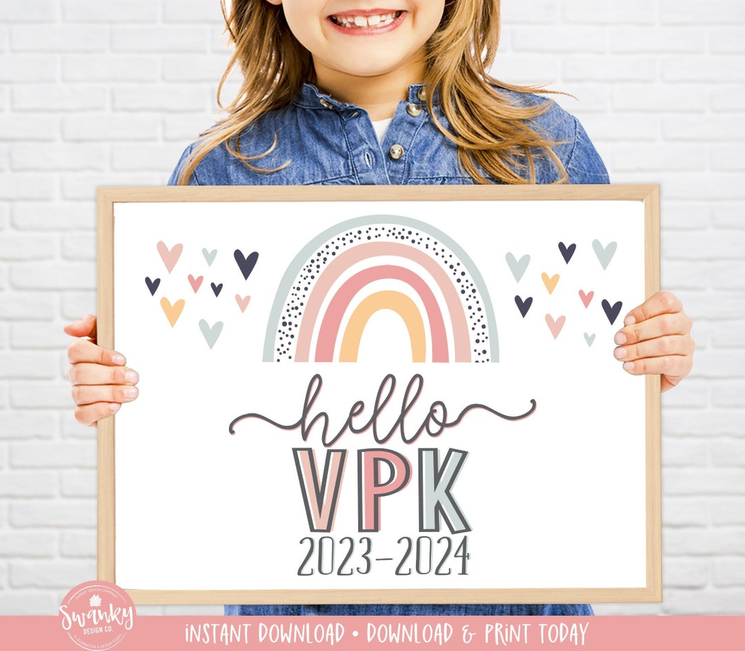 Boho Rainbow Hello VPK Sign First Day of VPK Printable - Etsy