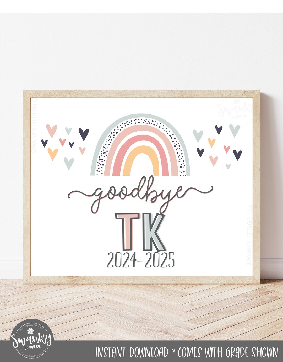 Boho Rainbow Goodbye Transitional Kindergarten Sign, Last Day of TK ...