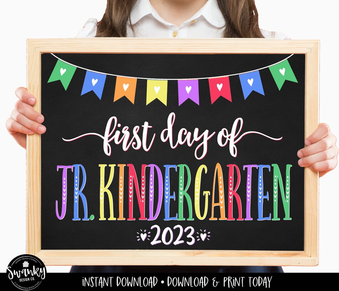 First Day of Junior Kindergarten Printable Rainbow Chalkboard - Etsy