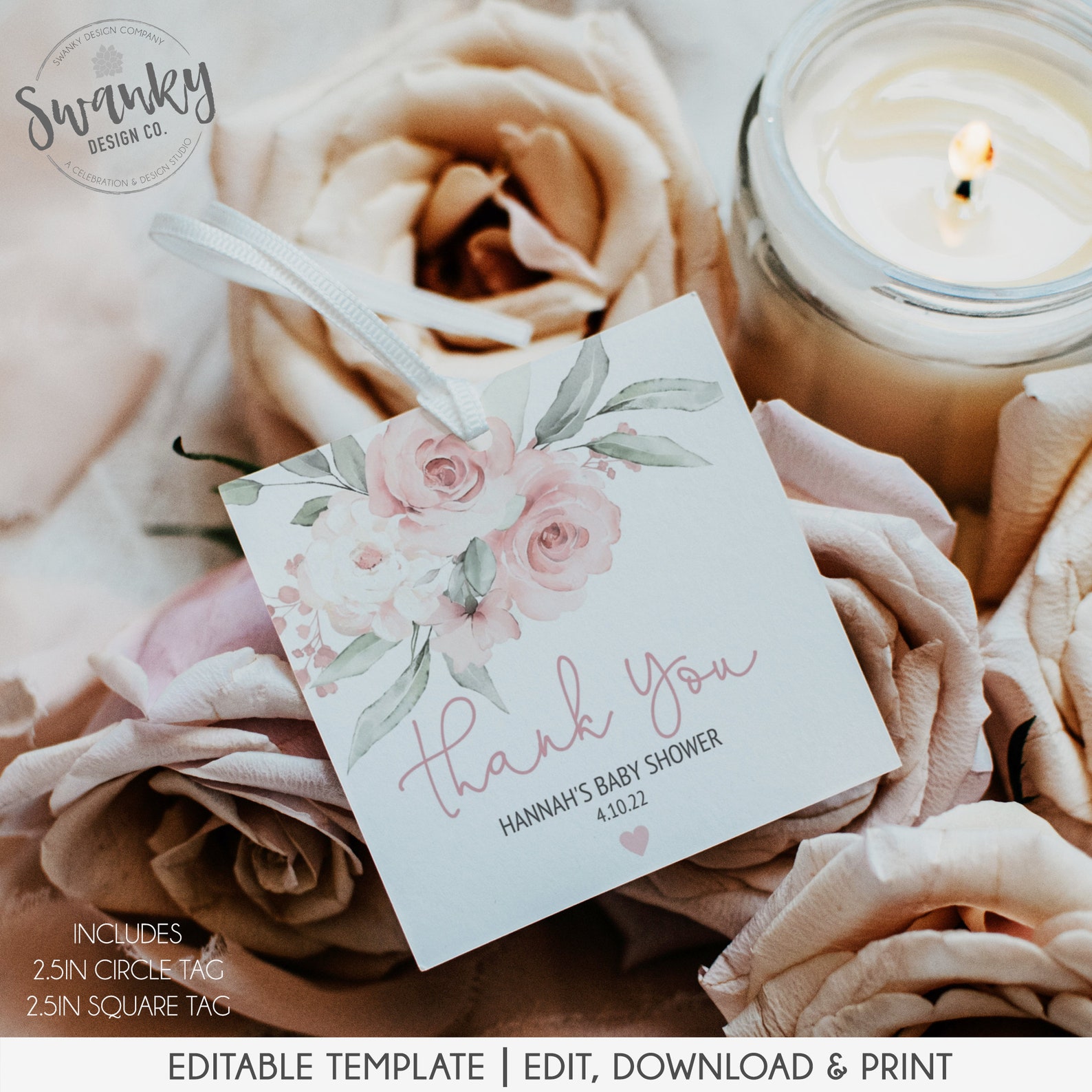 Blush Pink Thank You Favor Tags Girl Baby Shower Favor Tags - Etsy