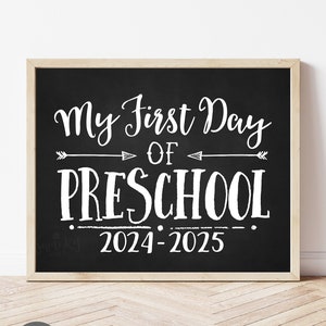 Printable First Day of Preschool Sign, PRESCHOOL Sign Printable ...