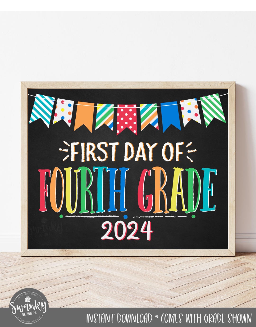 First Day of Fourth Grade Sign Printable, Rainbow Fourth Grade Sign for ...