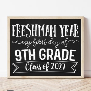 Printable Freshman 9th Grade Sign First Day of High School - Etsy