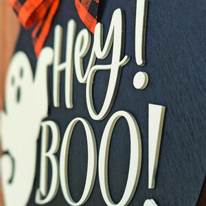 Halloween Door Hanger "hey! Boo!" | Custom Spooky Door Sign | Fall ...
