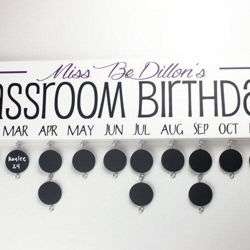 Classroom Birthday Board With Chalkboard Discs Teacher - Etsy