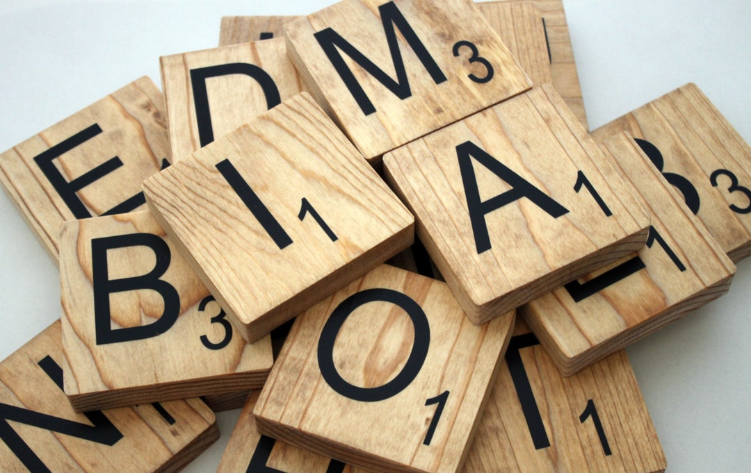 Oak Stained Large Scrabble Tiles - 3.5" Scrabble Letters - Scrabble ...