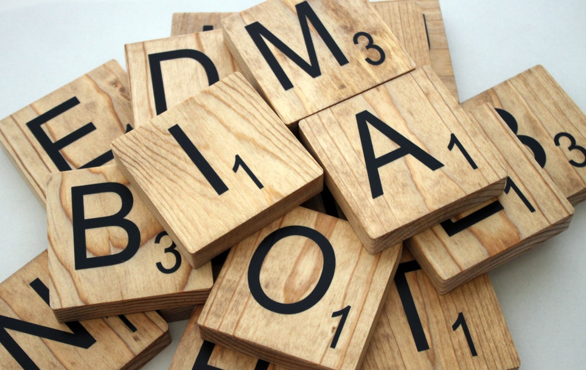 Oak Stained Large Scrabble Tiles - 3.5" Scrabble Letters - Scrabble ...