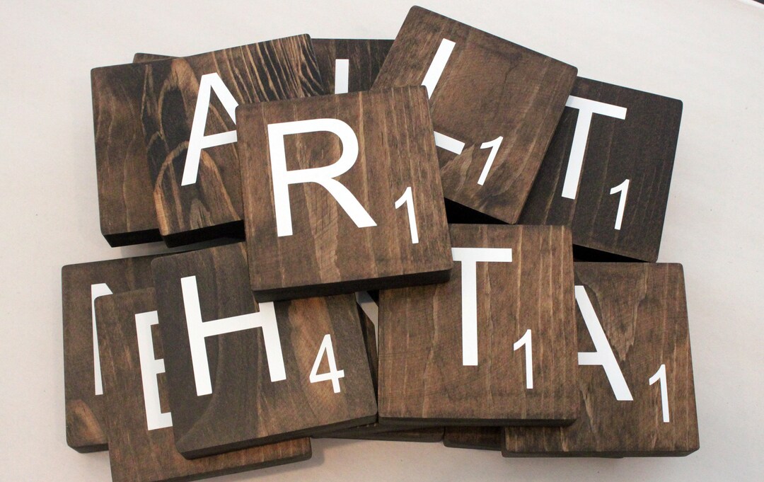 Espresso Stained Large Scrabble Tiles - 3.5" Scrabble Letters ...