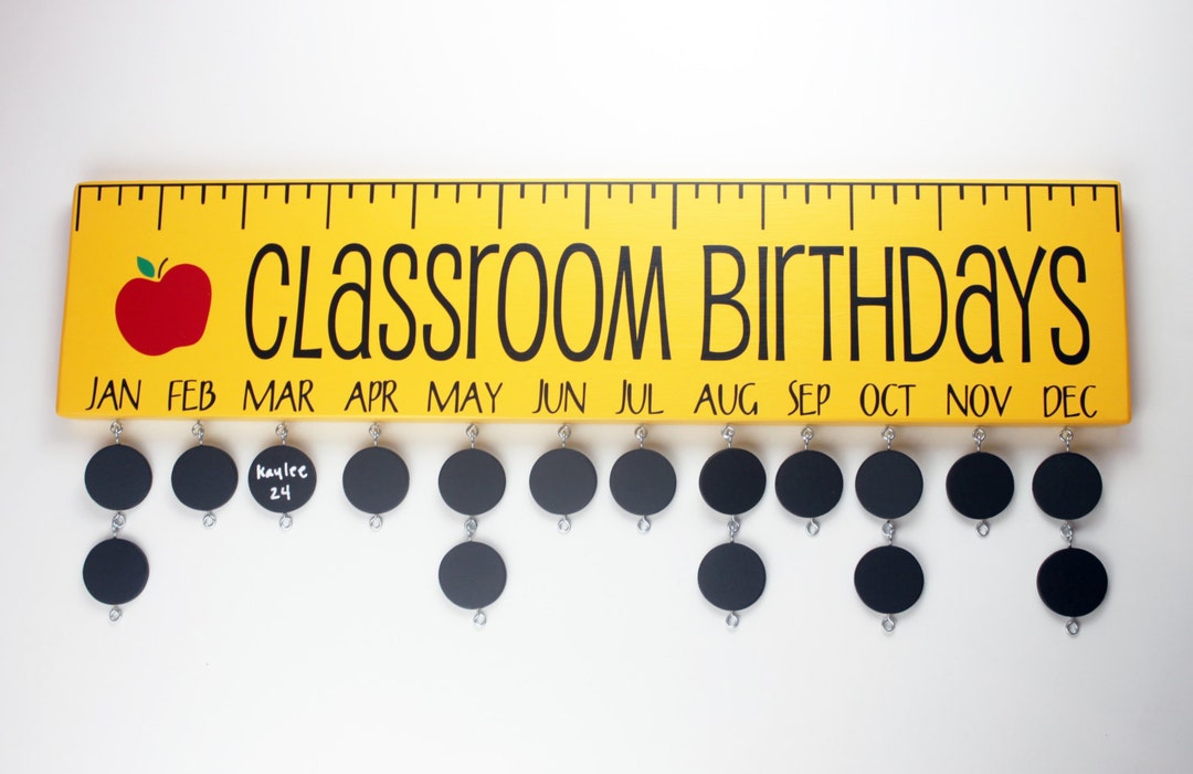 Classroom Birthday Board With Chalkboard Discs - Teacher Birthday ...
