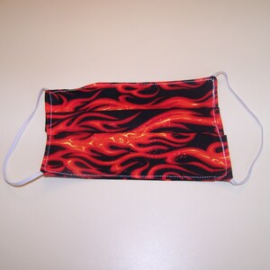 Black and Orange Flames Face Mask. Pleated Style. Washable, Reusable. 2 ...