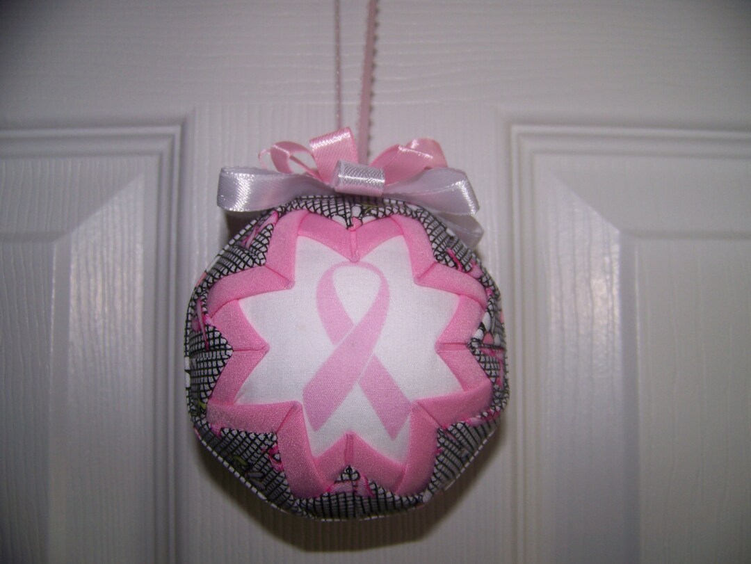 Breast Cancer Awareness Ribbon Quilted Ornament - Etsy