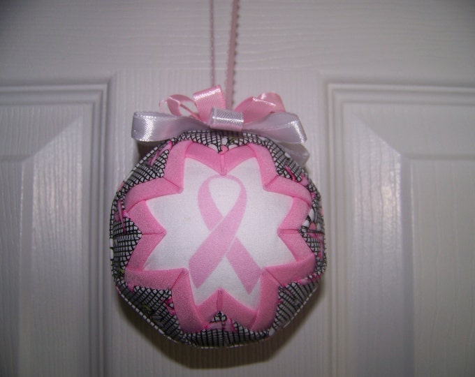 Breast Cancer Awareness Ribbon Quilted Ornament - Etsy