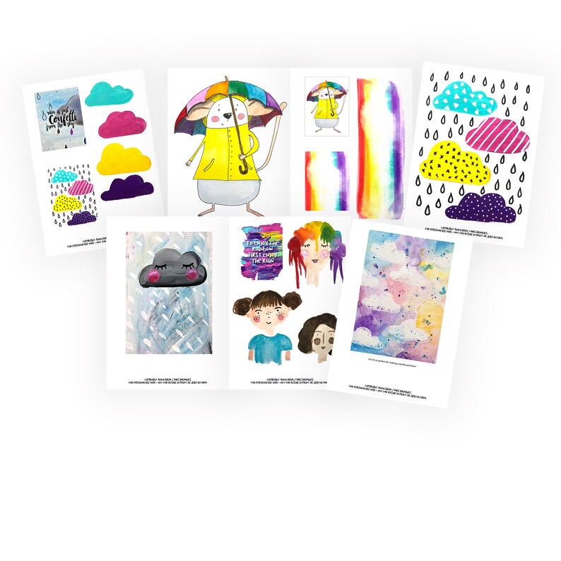 Clouds and Rain Themed Collage Sheet Bundle for Journals - Etsy