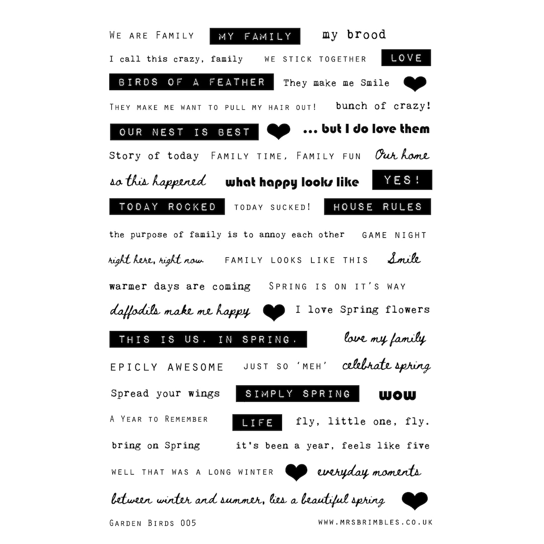 Family Scrapbook and Journal Word Label Stickers Garden Bird 005 - Etsy