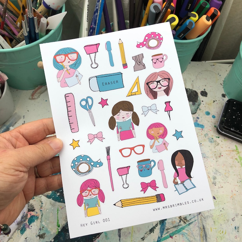 Hey Girl Illustration Stickers 001 | Etsy