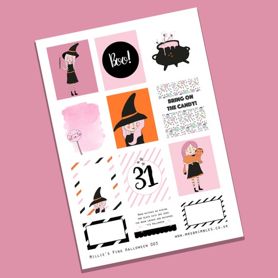 Millie's Pink Halloween Planner Box Stickers 003 - Etsy