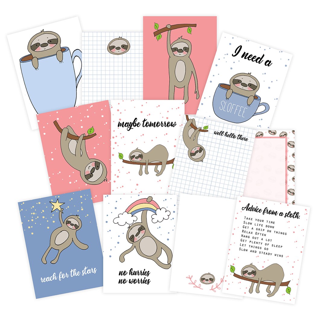 Chilling With My Sloths Journal Card Pack - Etsy