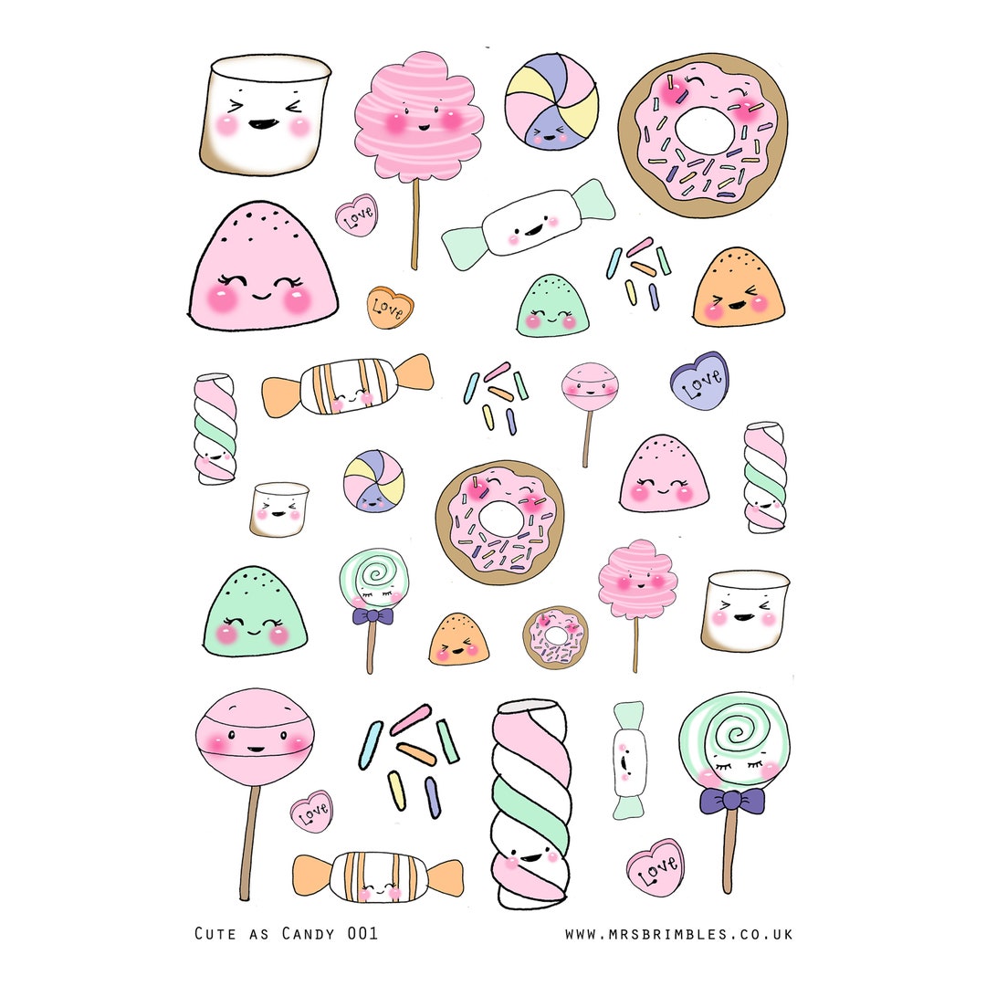 Cute as Candy Illustration Stickers 001 - Etsy