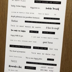 Be Happy Word Label Planner / Journal / Scrapbook/ Card Making Stickers ...
