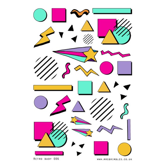 Embellishments Retro Baby 90s Shapes Stickers 006 Papercraft etna.com.pe