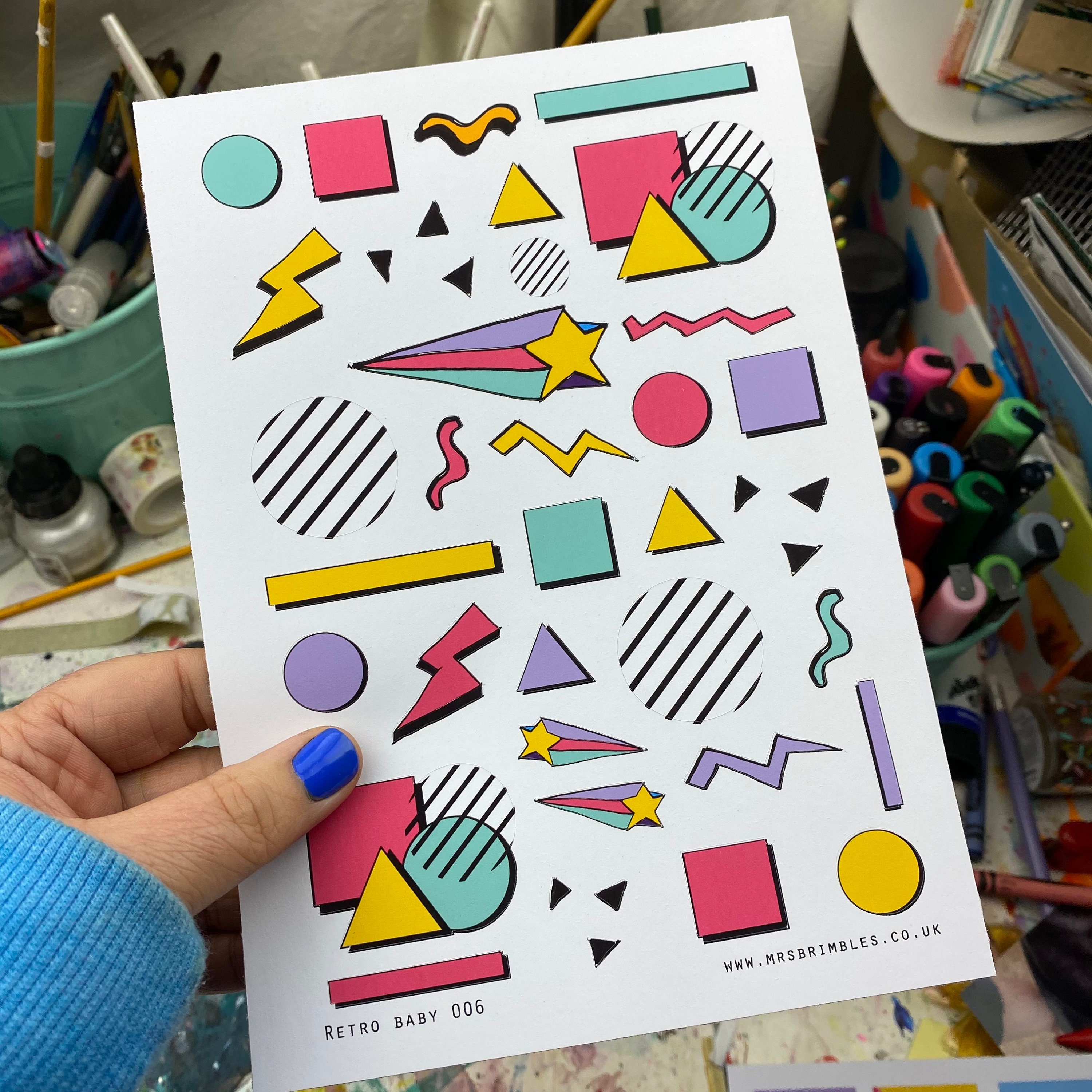 Embellishments Retro Baby 90s Shapes Stickers 006 Papercraft etna.com.pe