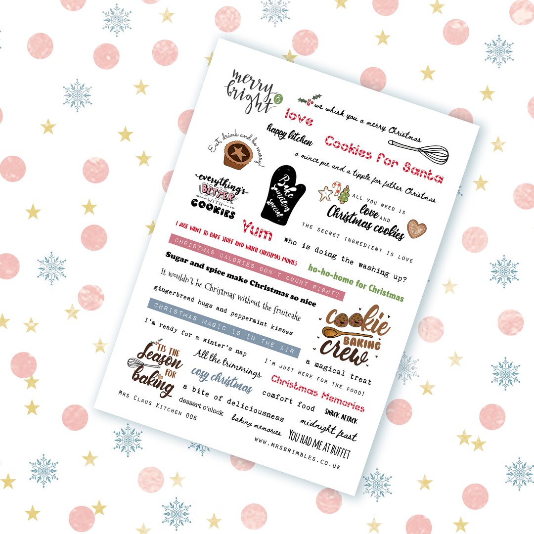 Mrs Claus Kitchen Scrapbook and Journal Word Label Stickers 006 - Etsy UK