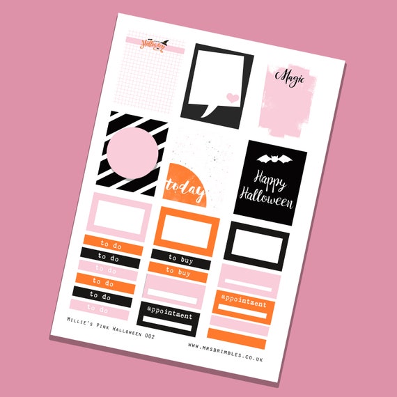 Millie's Pink Halloween Planner Box Stickers 002 - Etsy