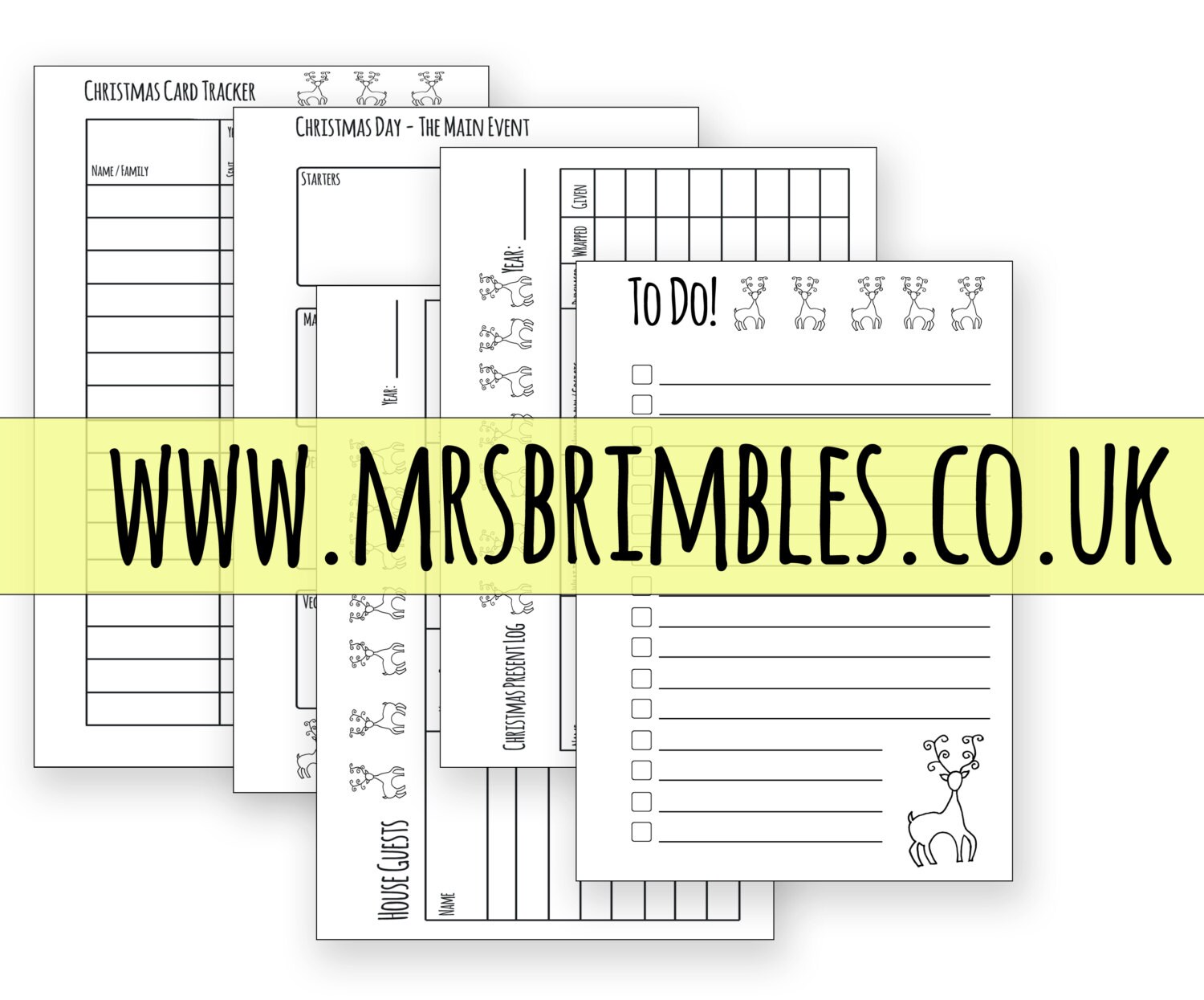 Printable Christmas Inserts A5 Size Elegant REINDEER / - Etsy