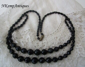 French Jet Bead Necklace - Etsy