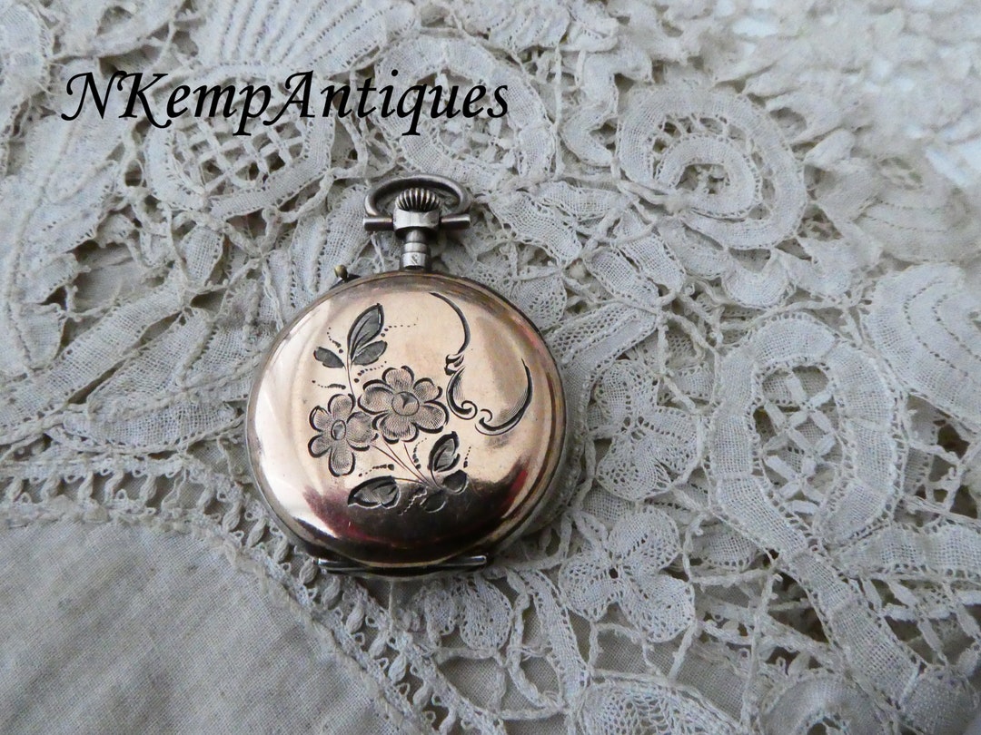 Antique Chatelaine Watch Real Silver 1900 Restoration Project or Re ...