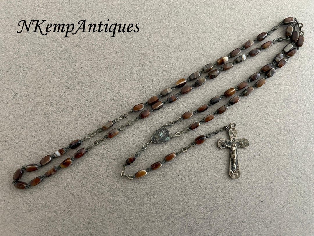 Old Glass Rosary Polishing Project Religious Brown French - Etsy