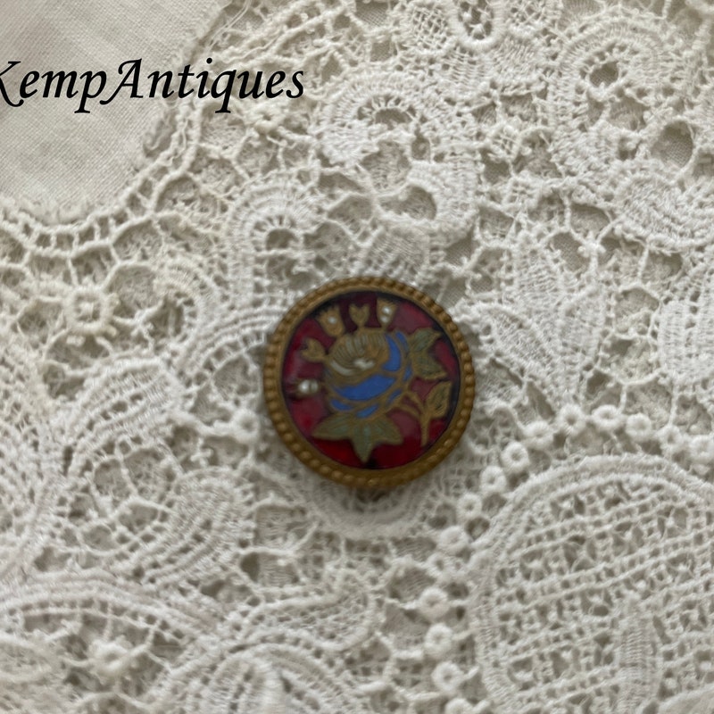 Antique Enamel Button - Etsy
