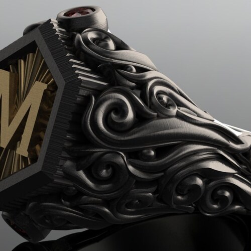 Men's Heavy Signet Ring in 18kt and Sterling. Red - Etsy