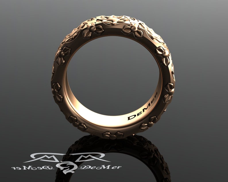 Octogram 8 Pointed Star and Trefoil Heavy 14kt Rose Gold Wedding Ring ...