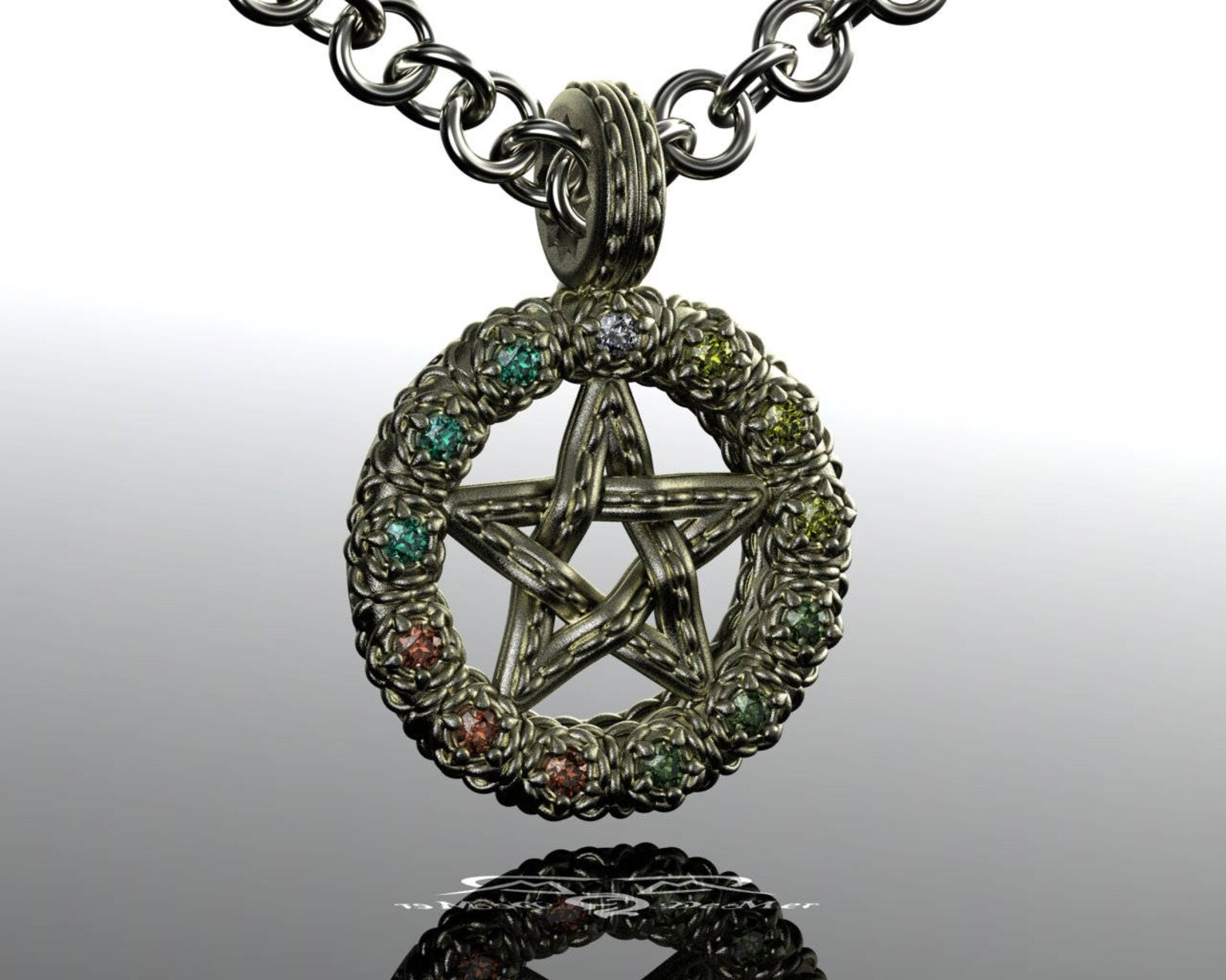 Diamond Pentacle in Heavy Solid Gold. 0.78cttw Cognac Champagne ...