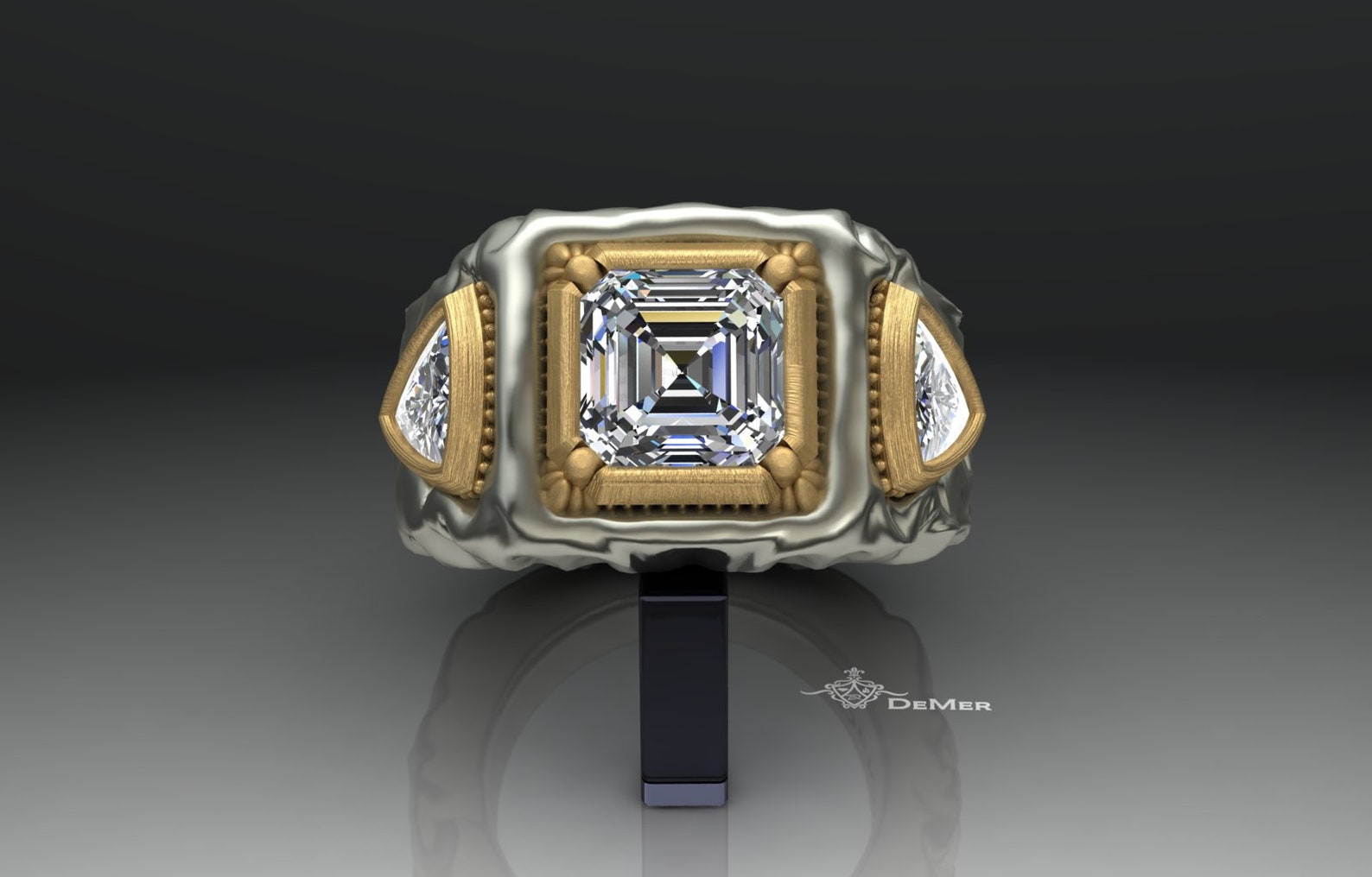 Men's Power Ring in Moissanite Platinum Silver 14k Gold. | Etsy