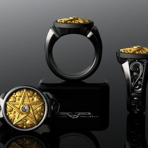 Supernatural Ring. Diamond Arra Star, Pentagram, Pentacle, Crowley ...