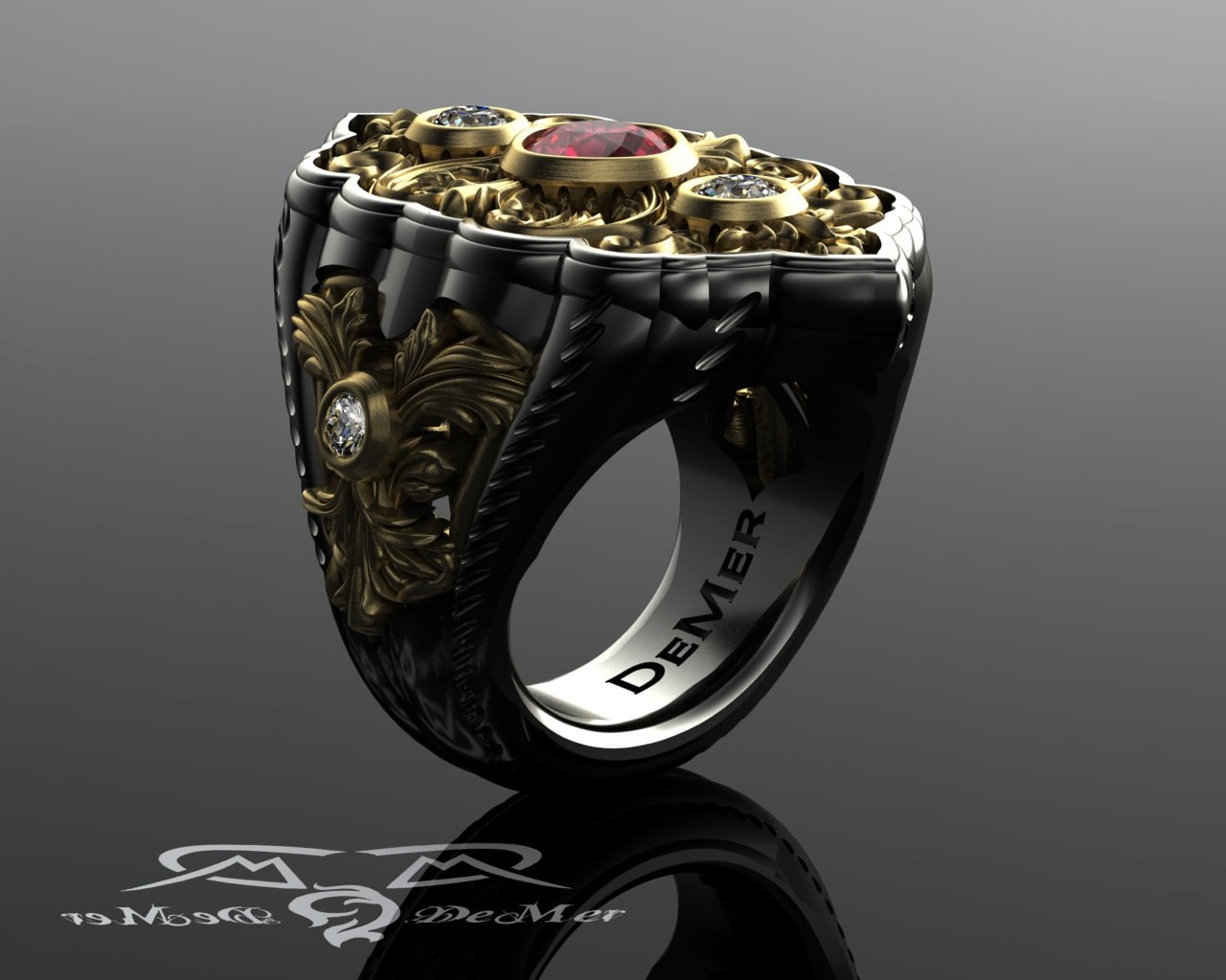 Enormous Ladies Power Ring. the Opia Femme by Demer Jewelry. 14kt ...