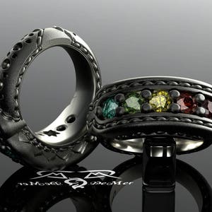 Rainbow Diamond 1.25cttw and 14kt Grey Gold Ring. Diamond Ring in ...