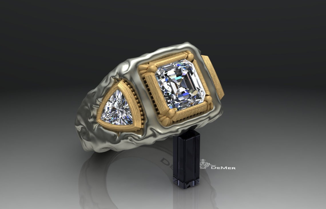 Men's Power Ring in Moissanite Platinum Silver 14k Gold. | Etsy