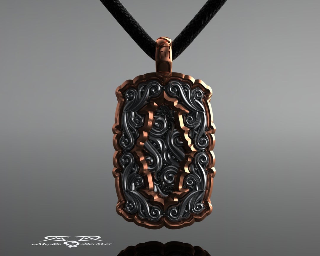 Gothic Mens Pendant Necklace. Cartographer Mens Jewelry Black & Rose ...