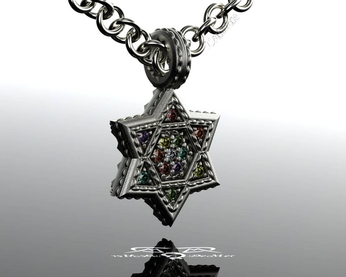 Diamond Star of David in Heavy Solid Gold. 0.78cttw White Cognac ...