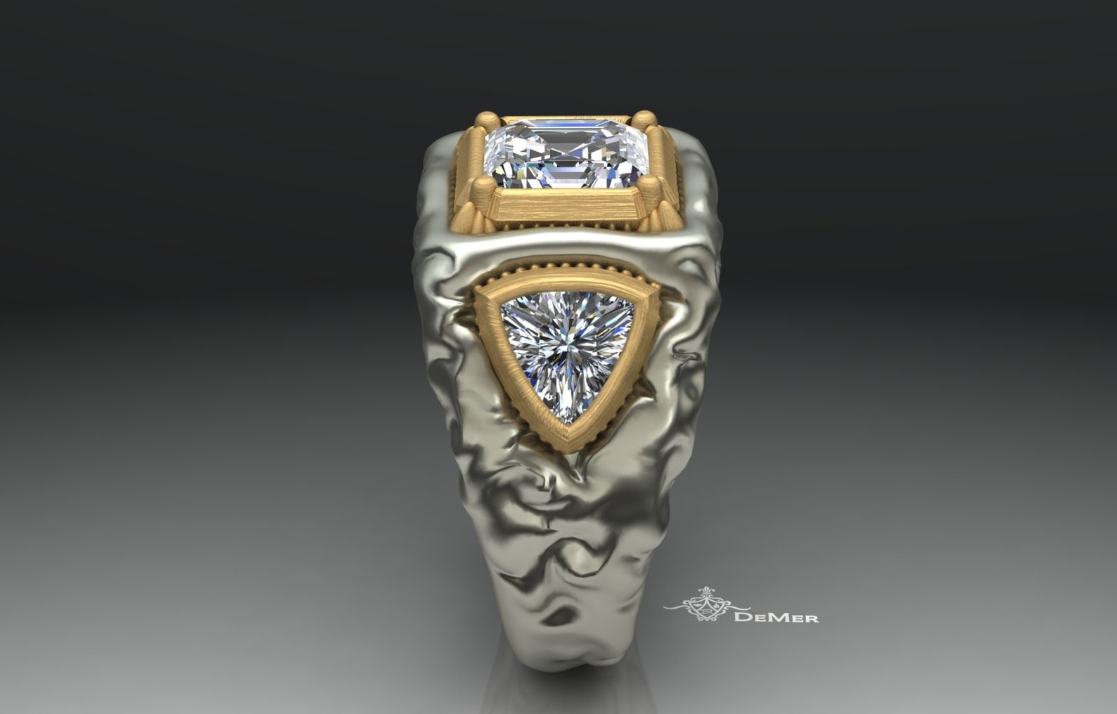 Men's Power Ring in Moissanite Platinum Silver 14k Gold. | Etsy